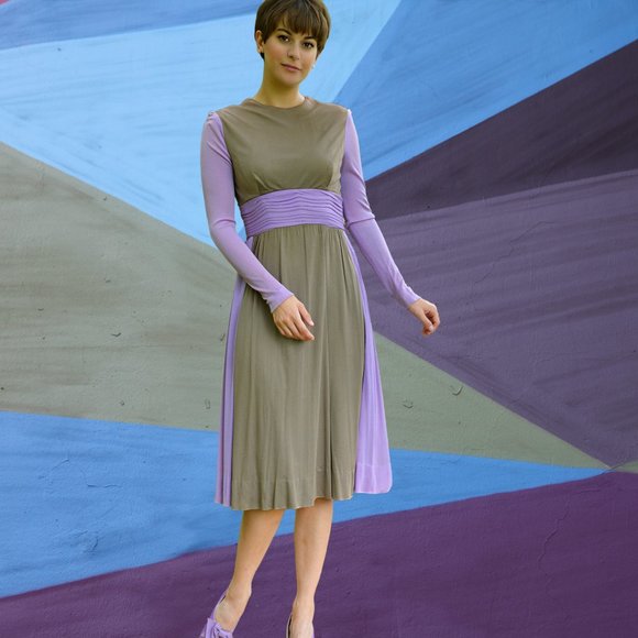 Vintage | Dresses | Authentic Vintage 97s Purple Gray Color Block Dress ...